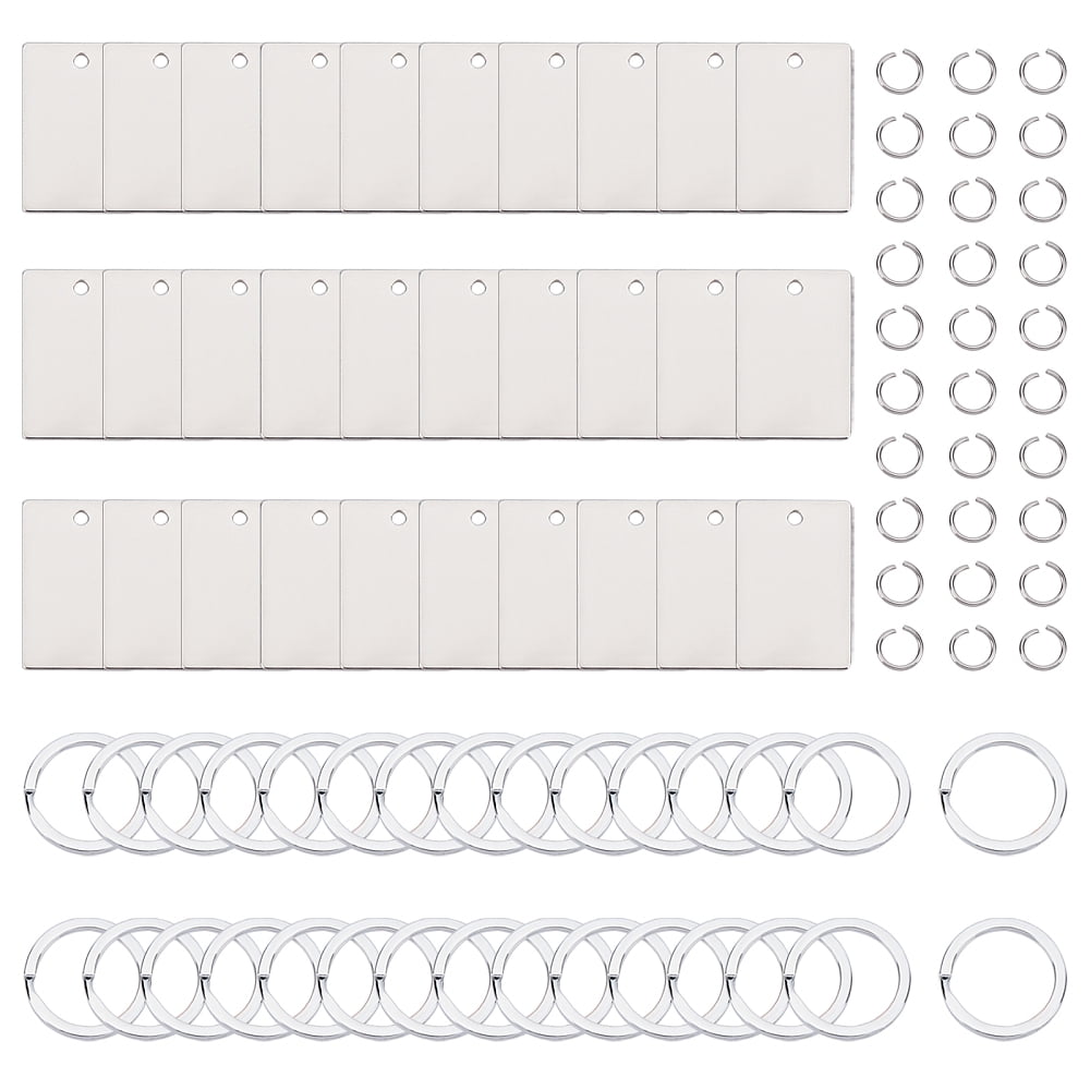 90Pcs DIY 304 Stainless Steel Keychain Making Kits Including Stamping ...