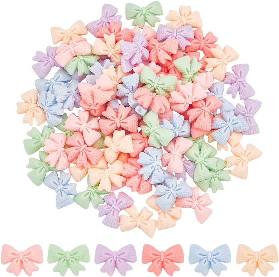 90Pcs Flatback Bowknot Resin Charms 6 Colors Opaque Resin Cabochons ...
