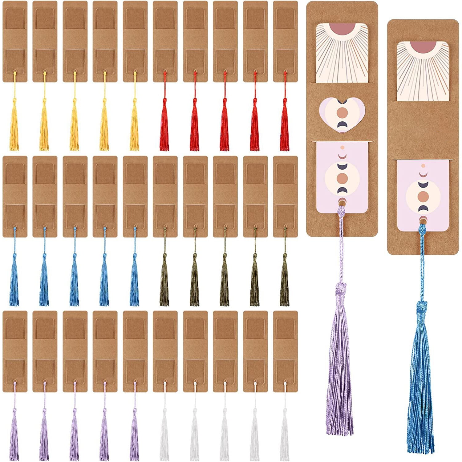 90Pcs Kraft Paper Bookmark Holder Set Plastic Bookmarks DIY Blank Bookmark Sleeves Transparent ...