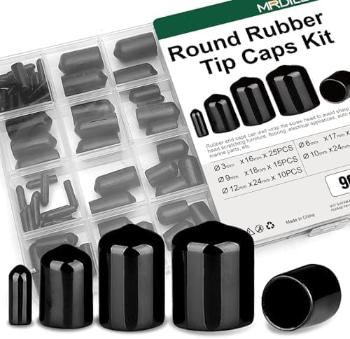 90Pcs Rubber End Caps, 5 Sizes 1/8", 1/4", 3/8", 7/16", 1/2", Vinyl ...