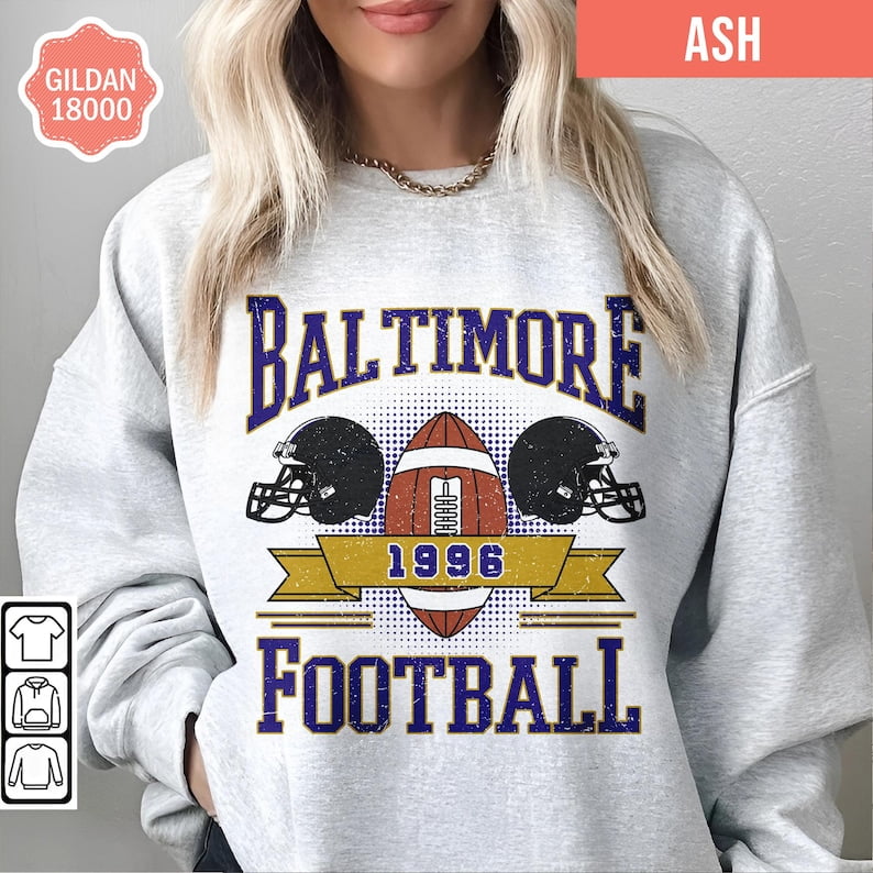 90S Baltimore Football Vintage Style Sweatshirt, Retro Baltimore Shirt ...