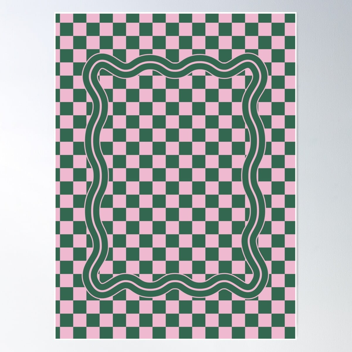 90S Checkerboard - Green Pink Poster Wall Art, Modern Wall Decor For ...