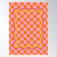90S Checkerboard - Orange 4 Poster Wall Art Modern Wall Decor Wall Art ...