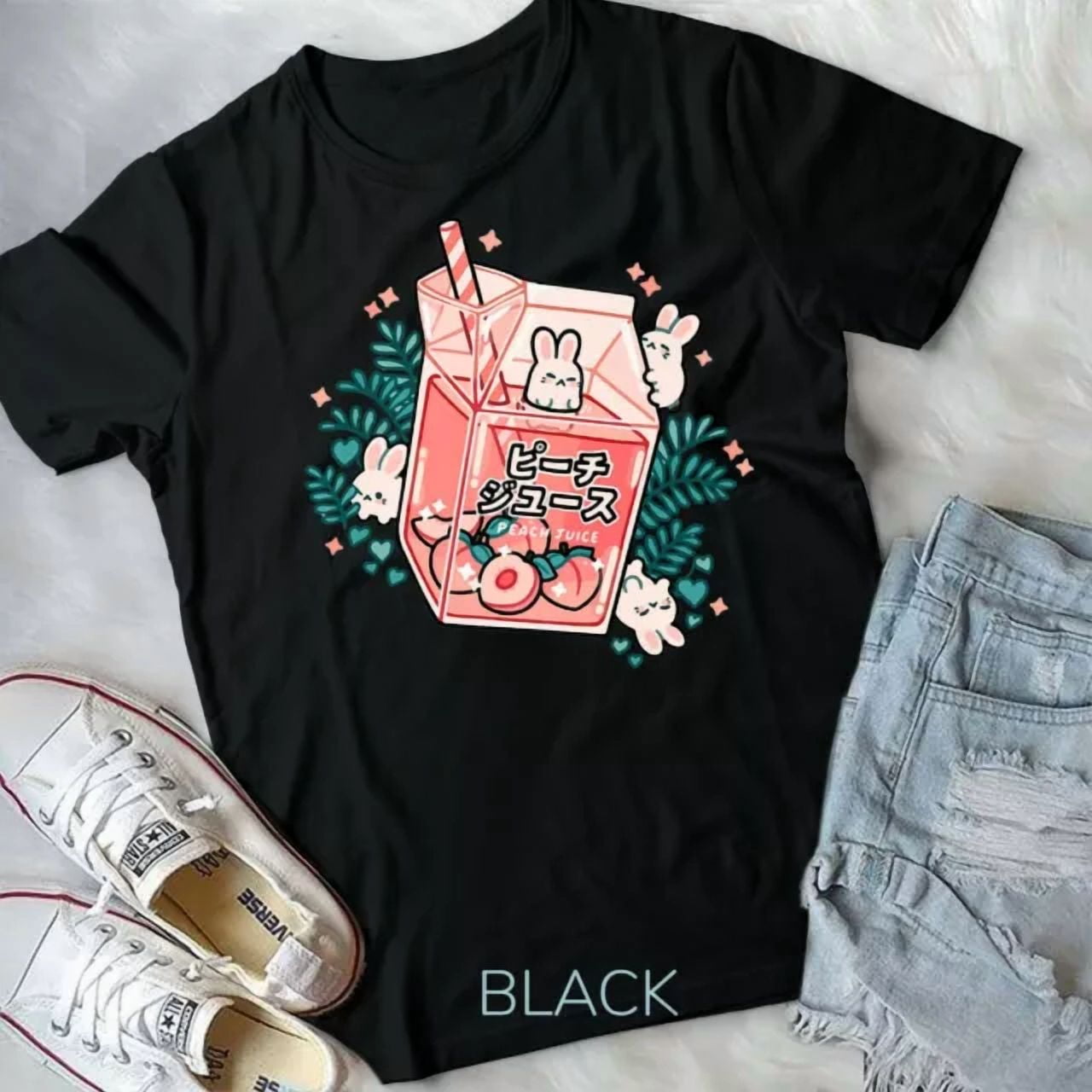 90S Japanese Kawaii Peach Milk Juice Aesthetic Unisex Form T-Shirt ...