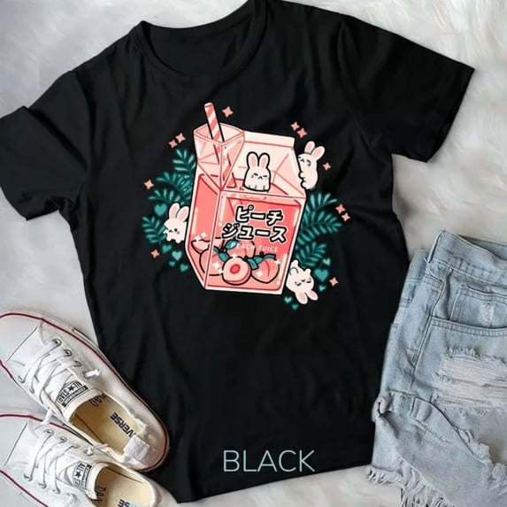 90S Japanese Kawaii Peach Milk Juice Aesthetic Unisex Form T-Shirt ...