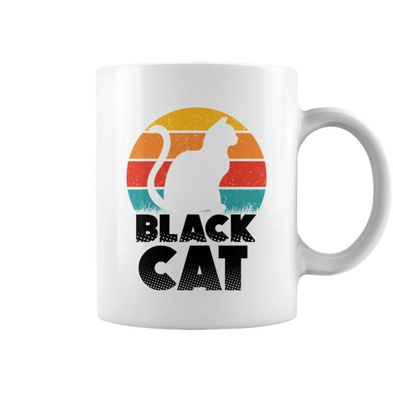 90S Retro Sunset Black Cat Halftone Typography Coffe - Walmart.com