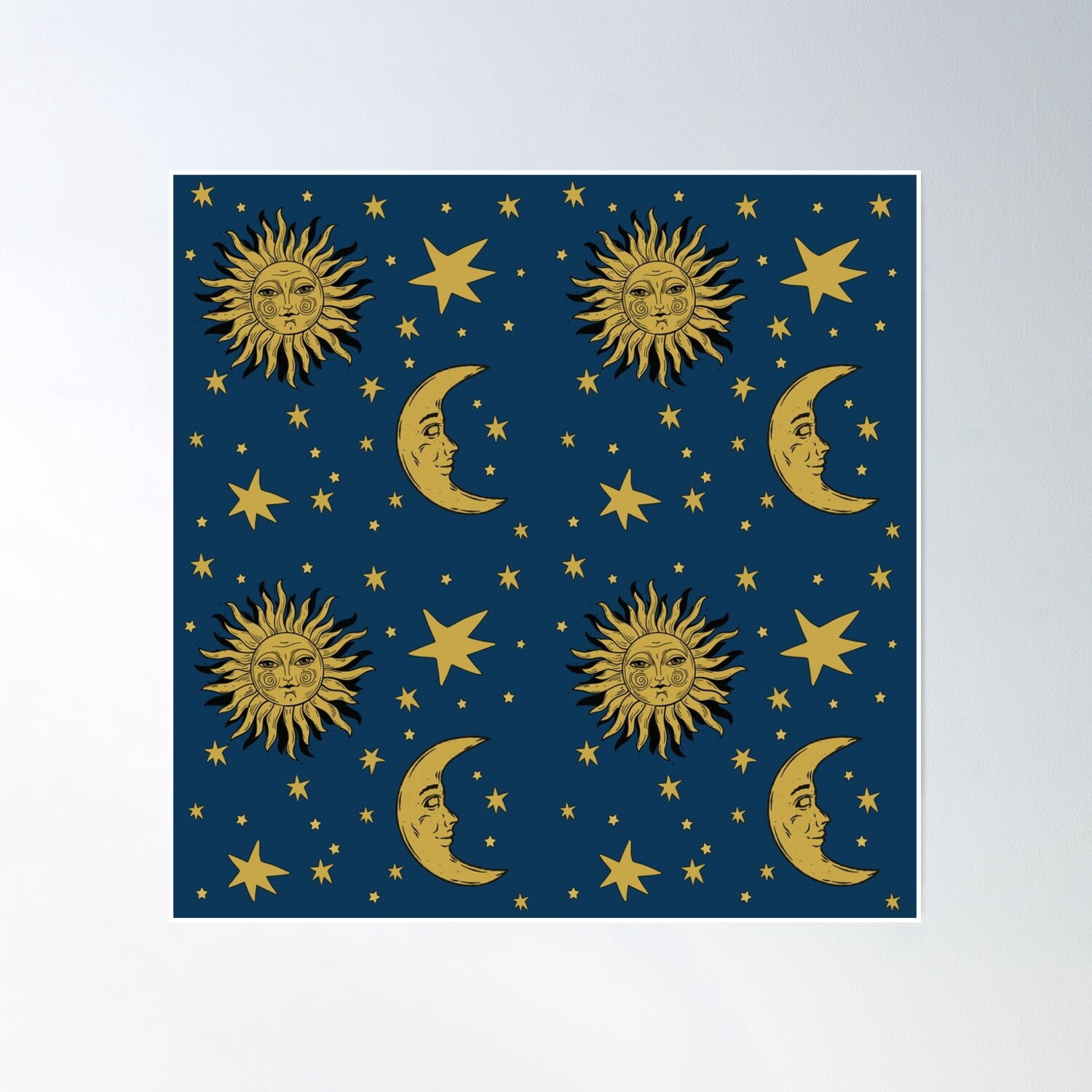 90S Whimsi-Goth Celestial Sun And Moon Pattern Poster Wall Art, Modern ...