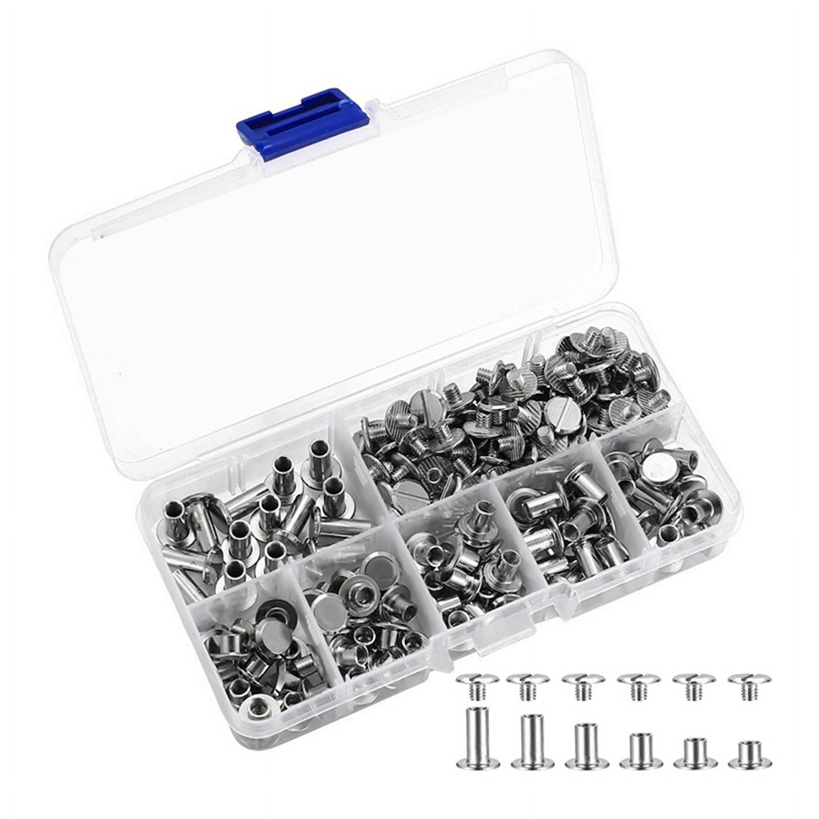 IMCBSTT 90Sets Chicago Screws Kit, 6 Sizes Screw Rivets Metal Chicago ...