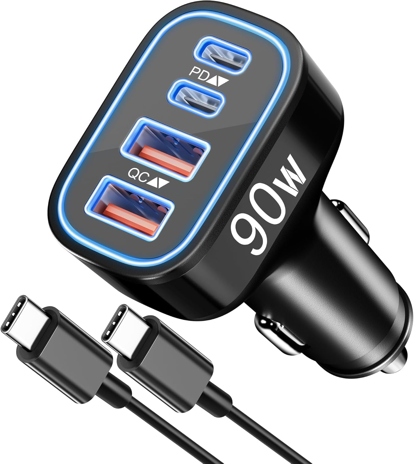 90W 4-Port USB C Super Fast Car Charger for Galaxy S25/S24/S23/S22 ...