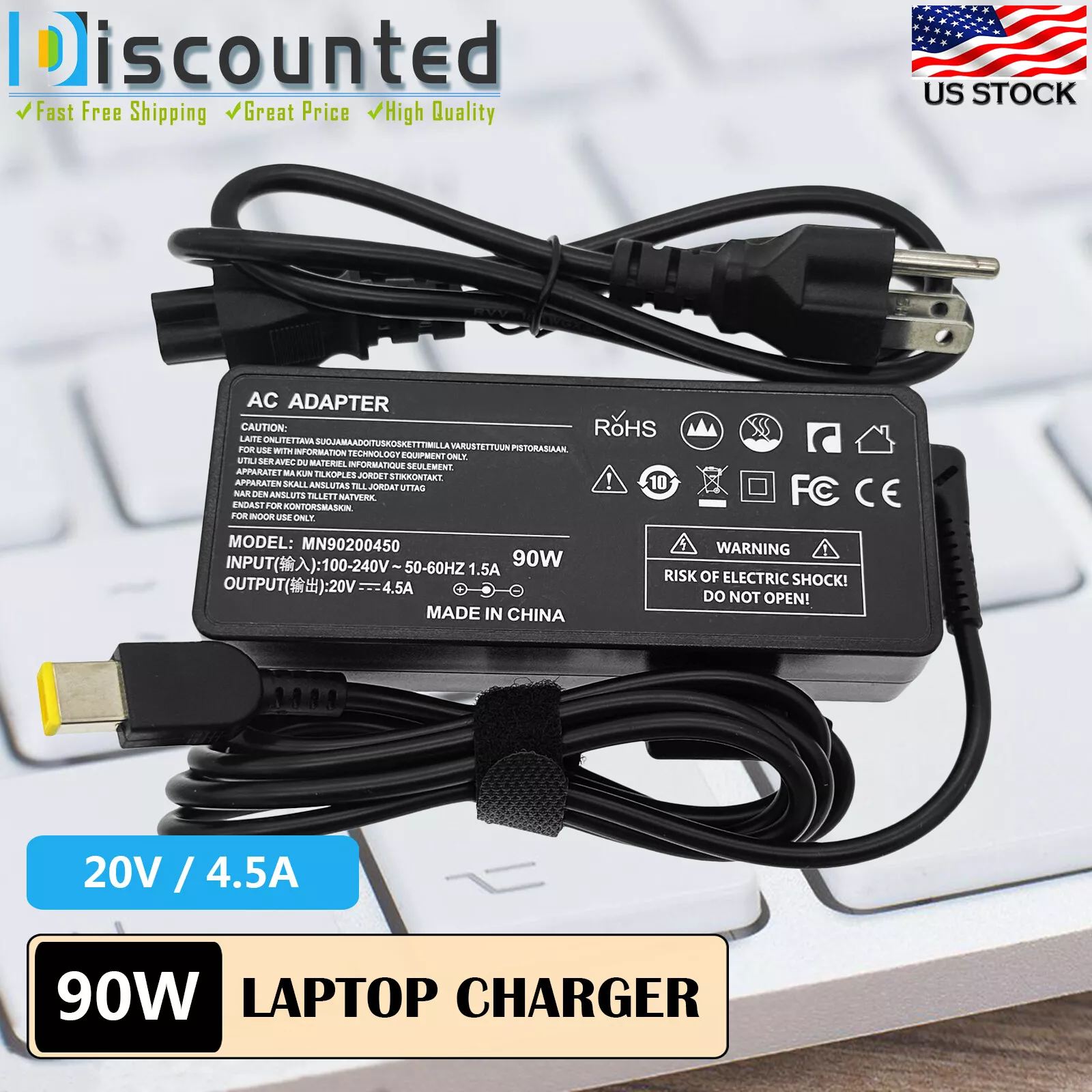 90W AC Power Adater Charger For Lenovo Thinkpad 45N0237 Square Mouth ...