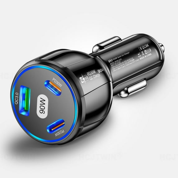 90W Efficient Car Charging with 3 Port Featuring Two PD30W and Quick ...