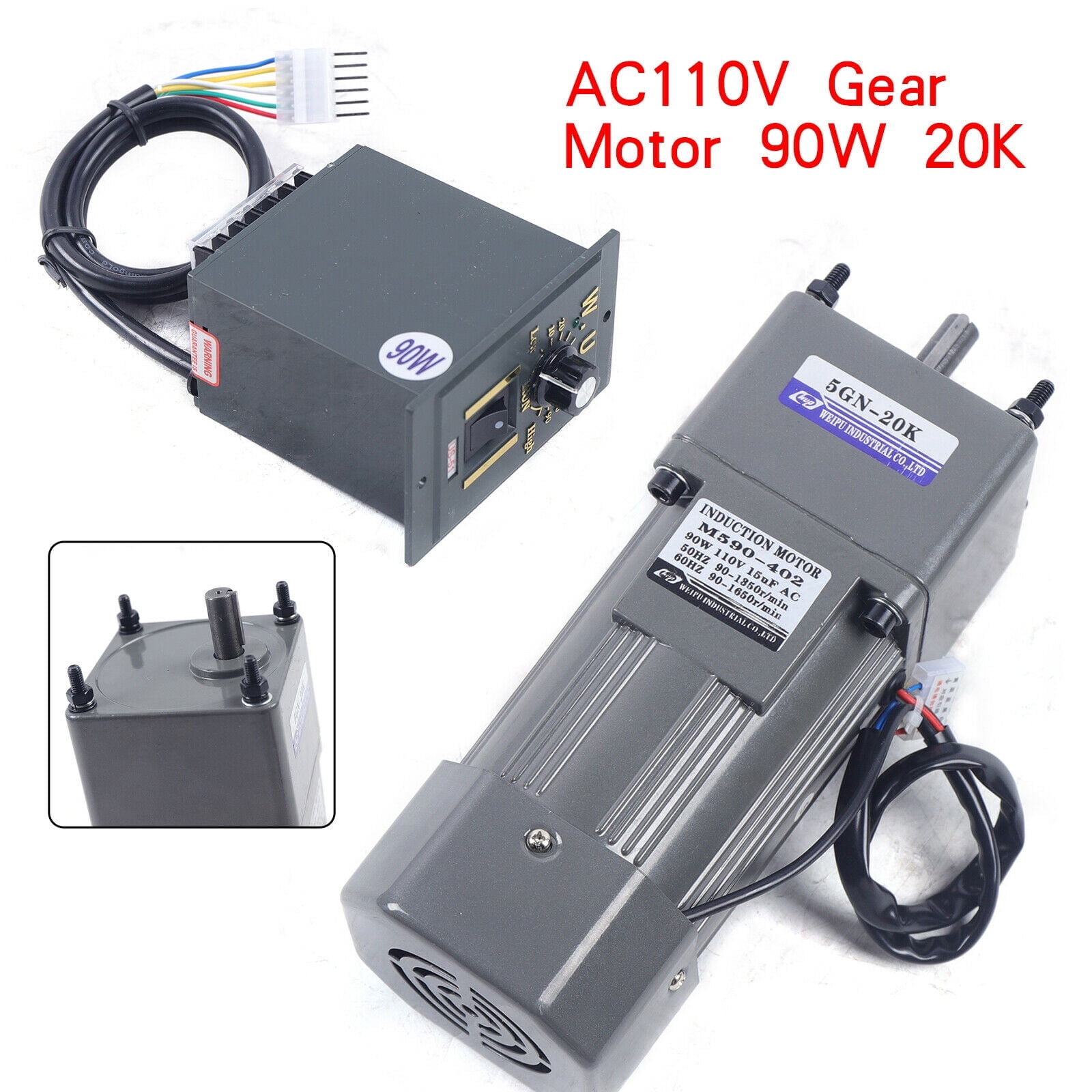 90W Gear Motor Electric Motor Variable Reducer Speed controller 1:5/ 1: ...