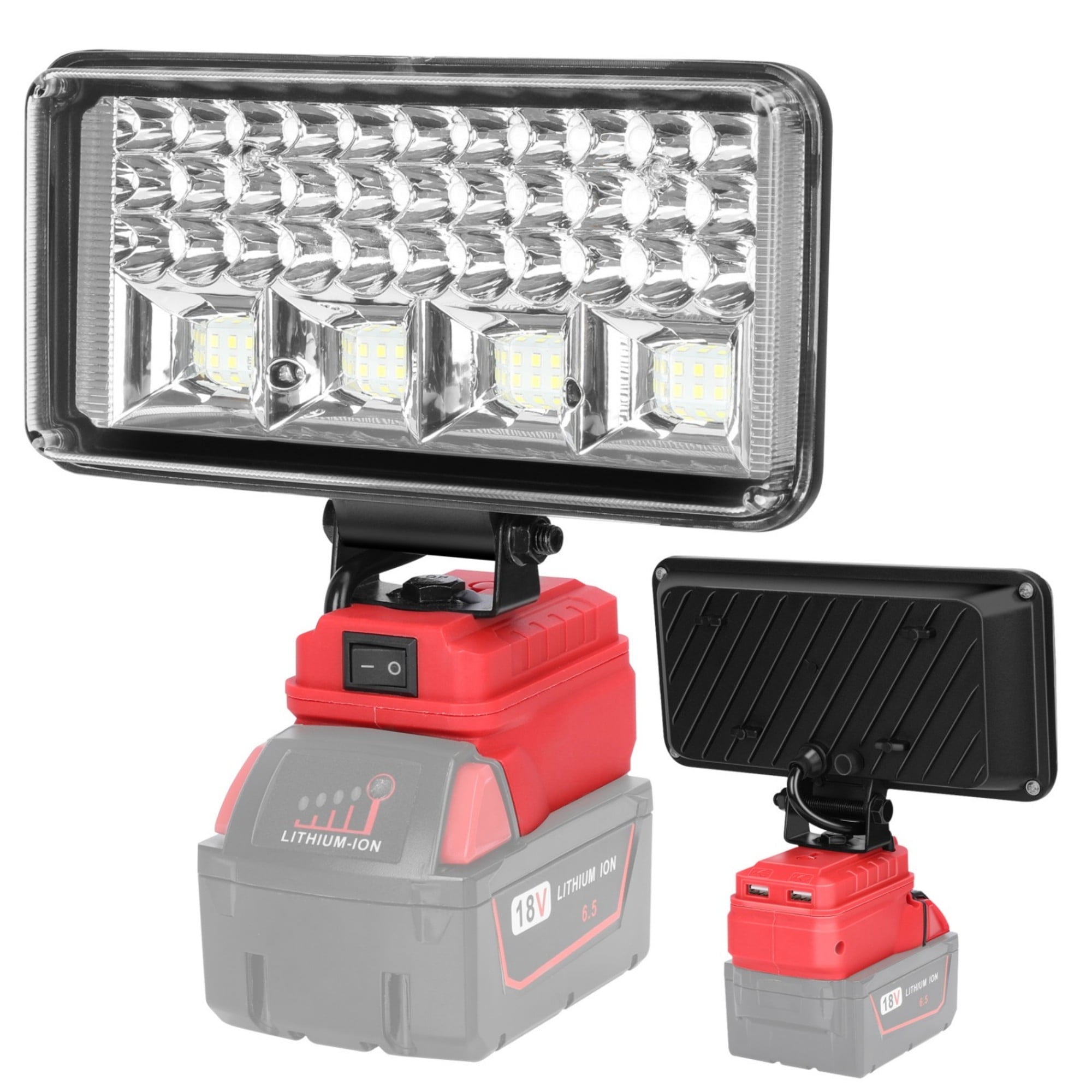 90W LED Work Light for Milwaukee 18V M18 Battery with USB Charger Port ...