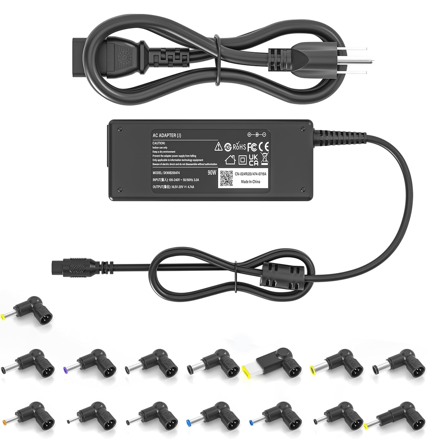NATNO 90W Universal Laptop Charger, Power Supply Adapter with 15 Connectors for HP, Lenovo, ASUS ...