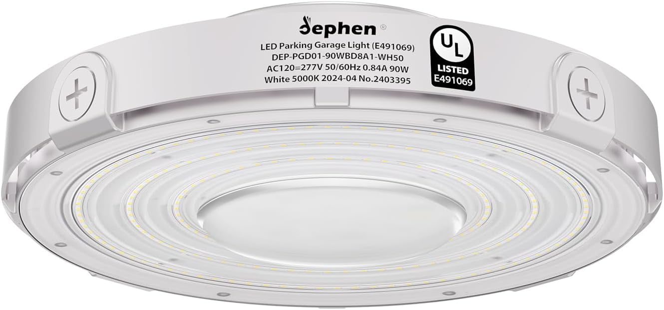 90W Round LED Canopy Lights, 5000K Garage Ceiling Lighting, 10350Lumens ...