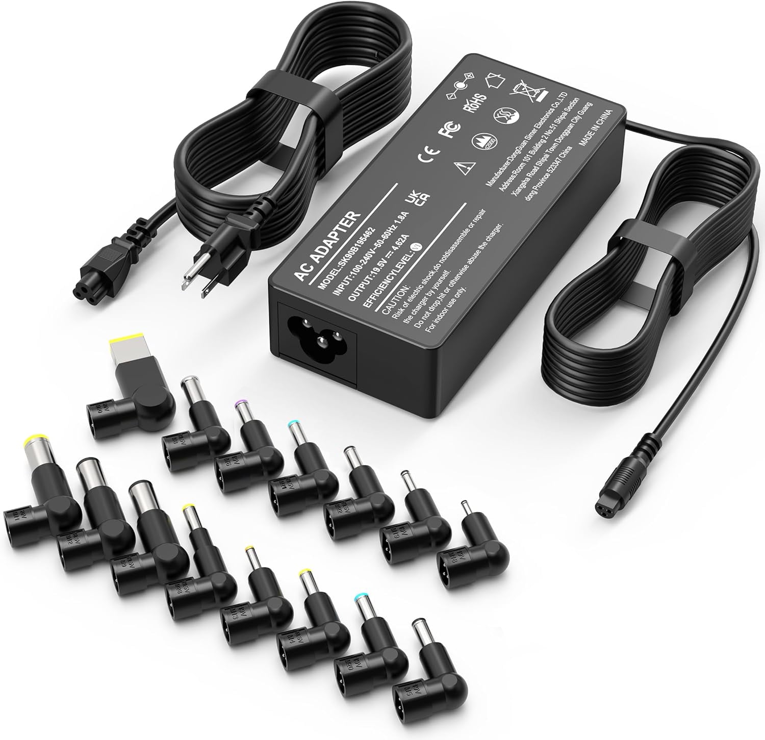 HFLRZZ 90W Universal Laptop Charger with 15 Tips, 18.5V to 20V Power ...