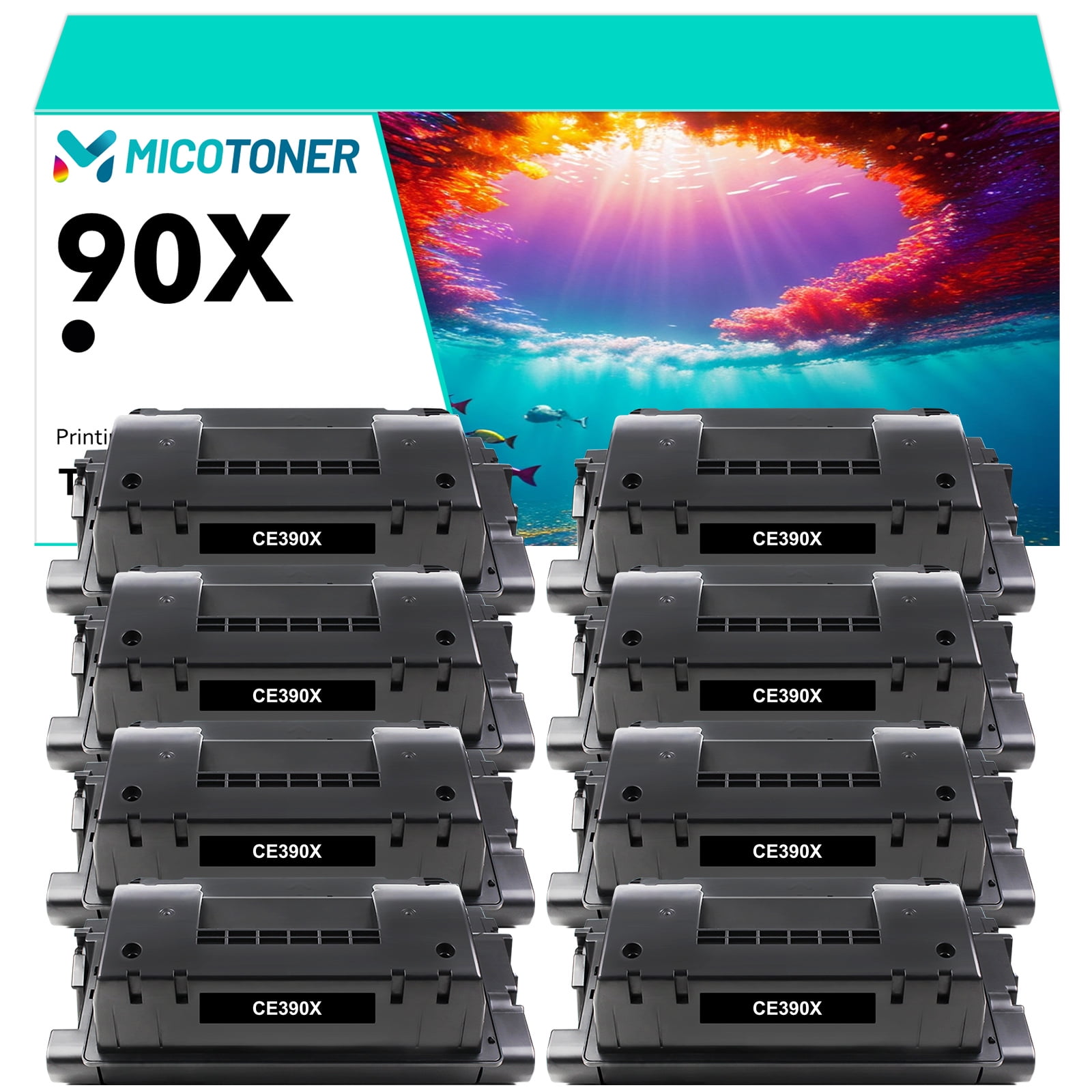 90X Black Toner Cartridge 8-Pack Compatible for HP 90X CE390X CE390A ...