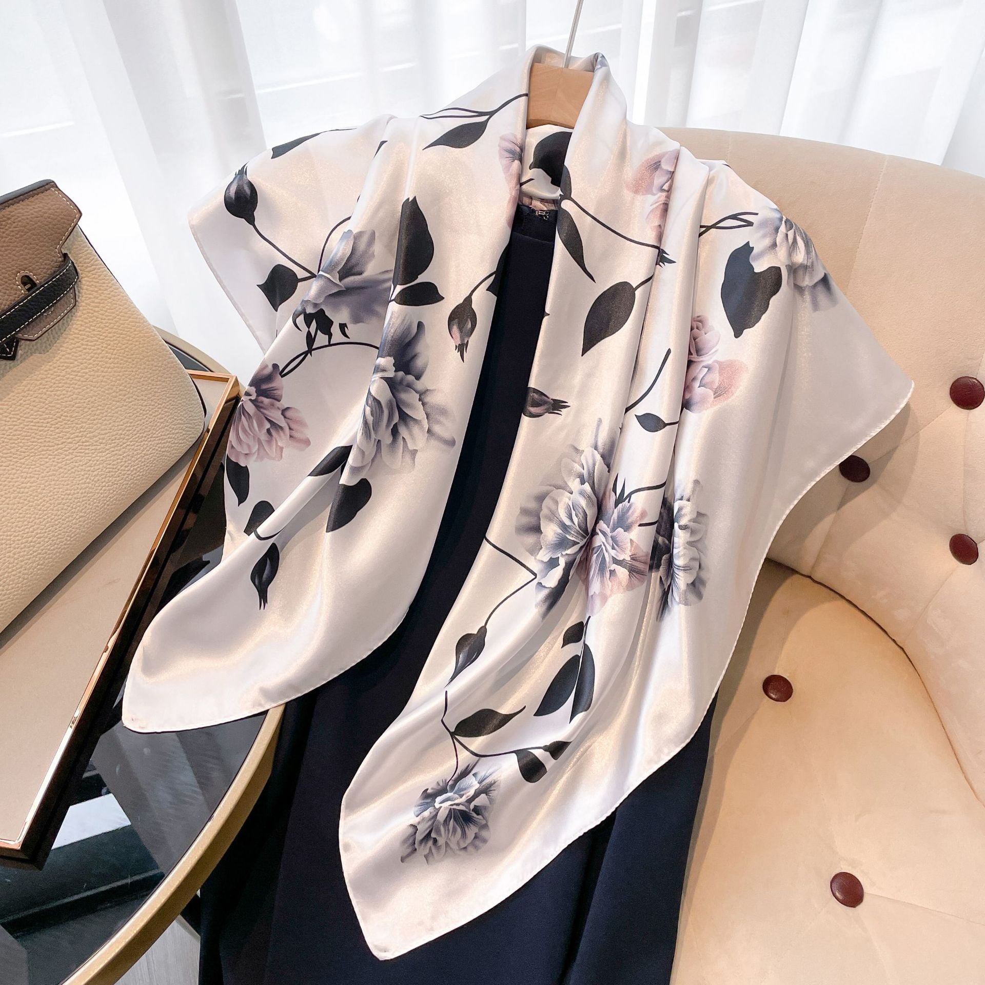 90X90CM Square Women Scarves Silk Office Ladies Hair Neck Bandanna ...