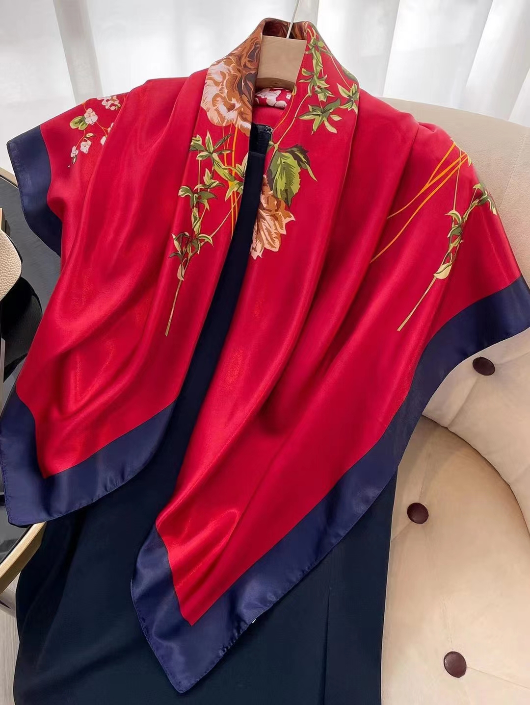 90X90CM Square Women Scarves Silk Office Ladies Hair Neck Bandanna ...