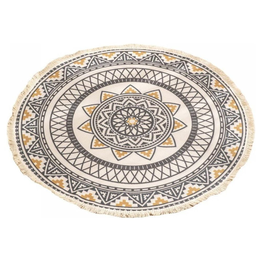 90cm Boho Mandala Bedroom Circle Rug, Small Meditation Bohemian Round ...