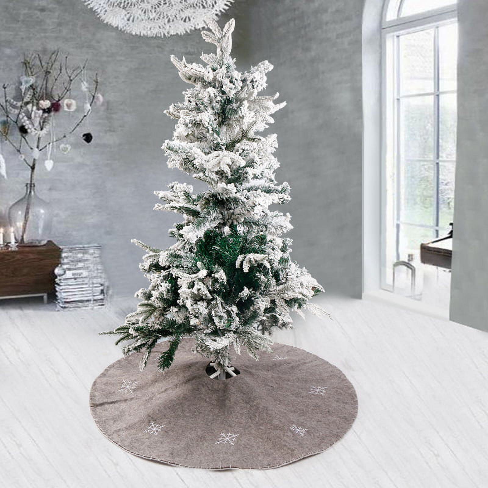 90cm Christmas Tree Skirt with Snowflake Tree Ornaments Mat for Xmas ...