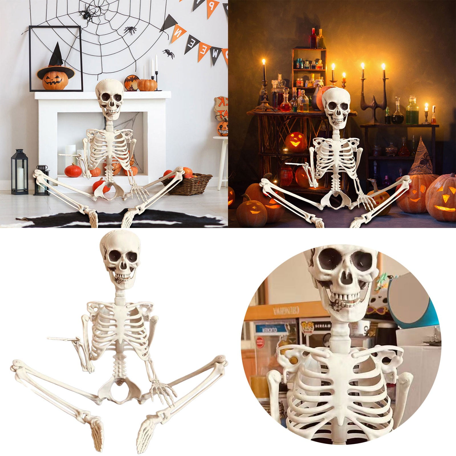 90cm Realistic Poseable Halloween Skeleton Life Size Movable Joints ...