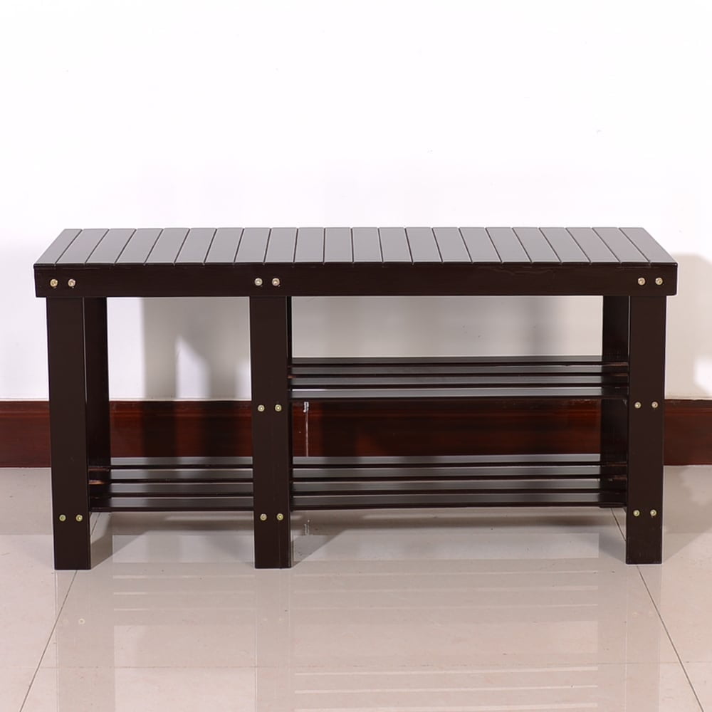 90cm Strip Type Bamboo Stool Shoe Rack with Boots Compartment - Walmart.com