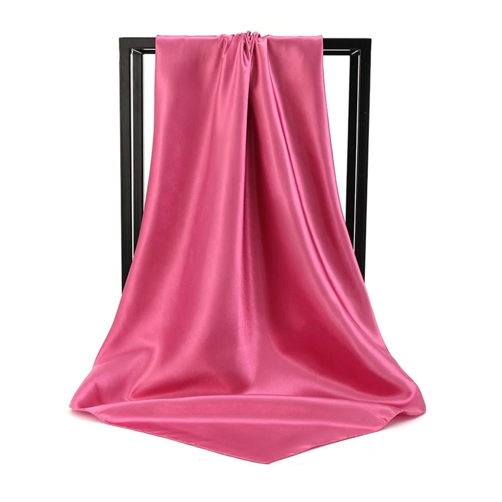 90cm Women's Square Silk Satin Scarf Color Hijab Head Hair Wra 5W9T ...