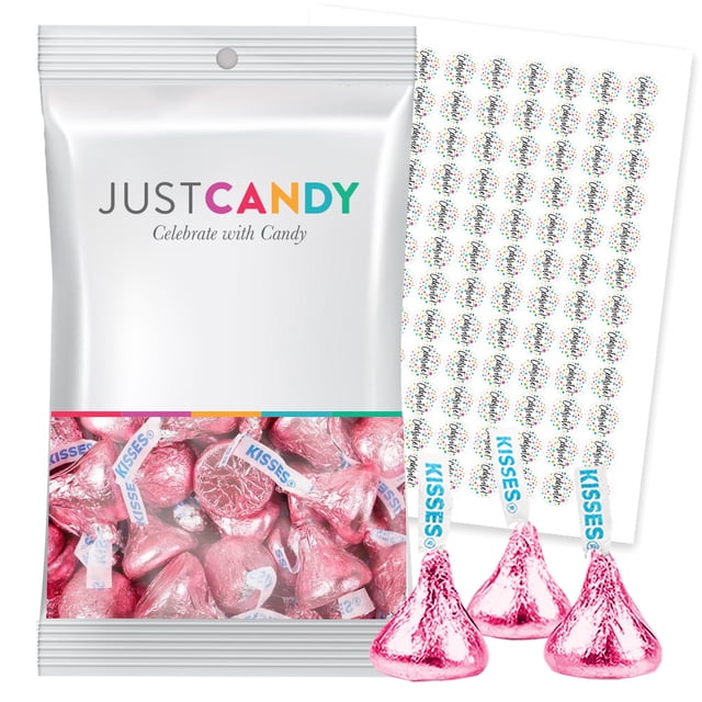90ct Pink Foil Kisses Milk Chocolate Candy Plus Exclusive Free Kiss ...