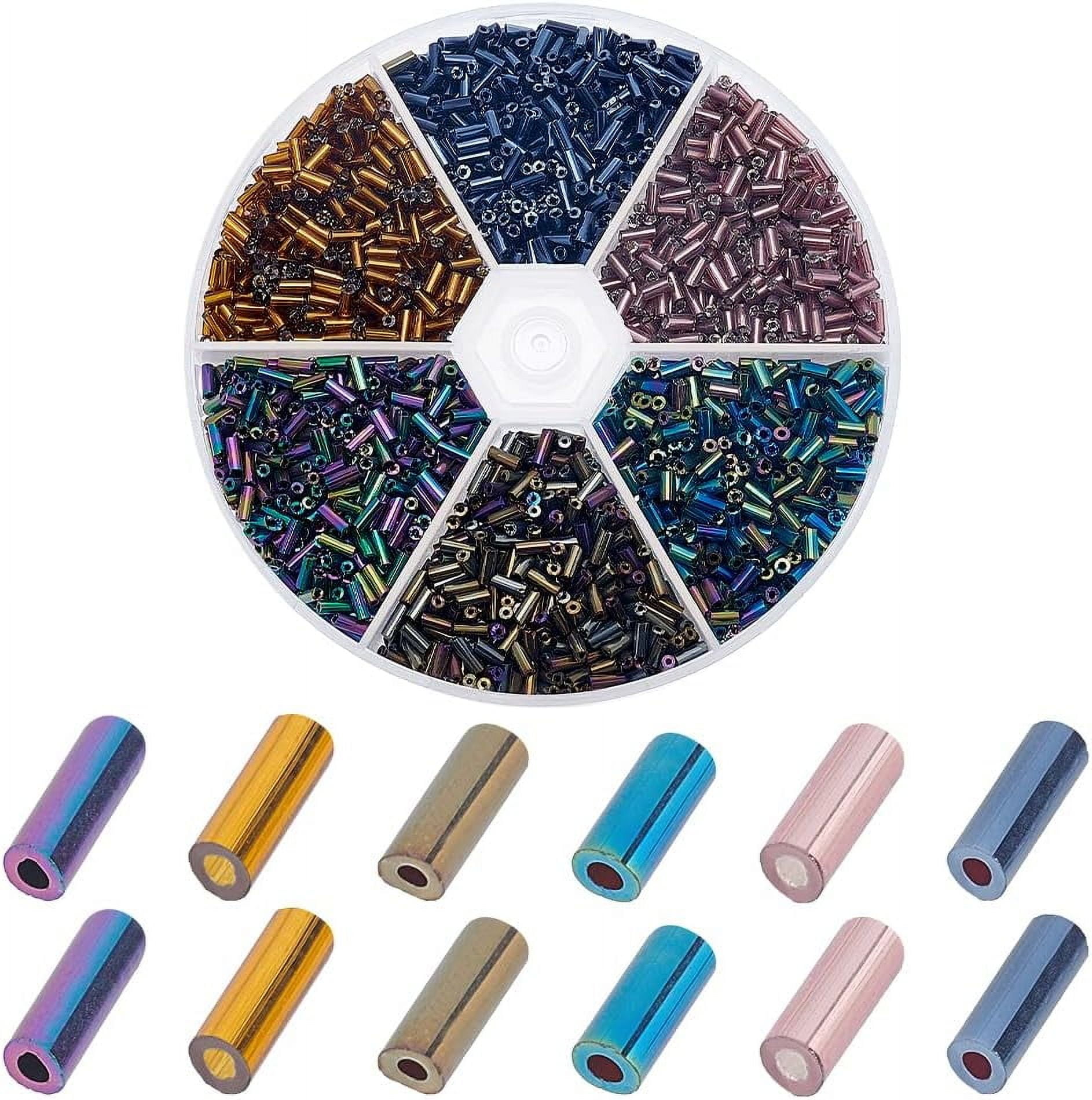 90g 6 style Glass Round Bugle Beads Transparent & Plated Mixed Color 4 ...