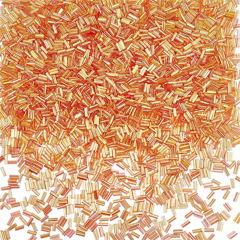 90g Goldenrod Bingsu Beads 5.5mm Long Straw Tube Beads Iridescent ...