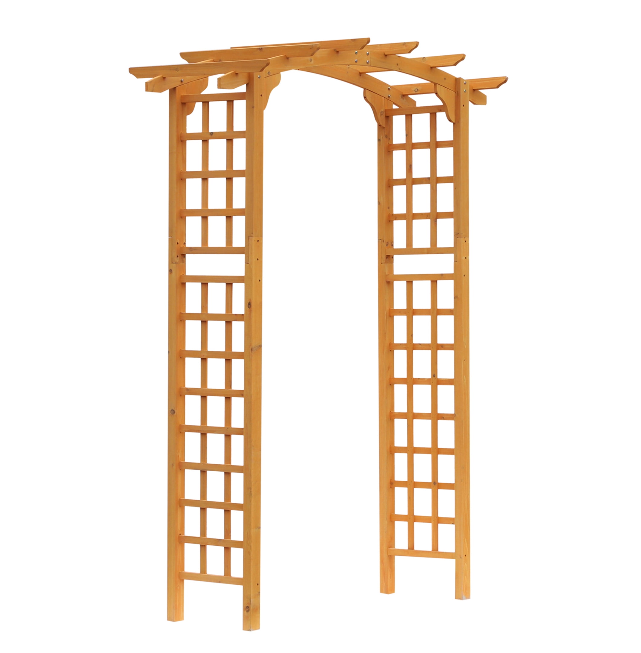 90in Wood Garden Arbor Arch with Trellis Wall for Climbing & Hanging ...