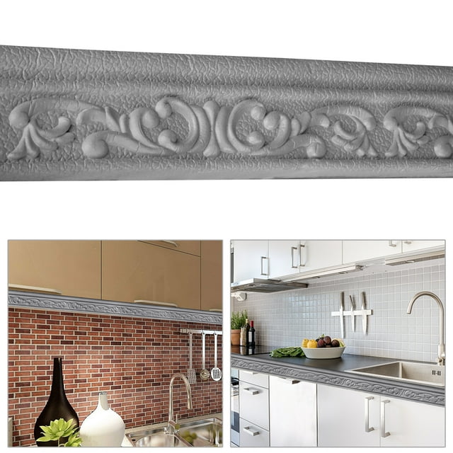 TSV 90in Peel & Stick PVC Baseboard, Flexible 3D Foam Wall Border ...