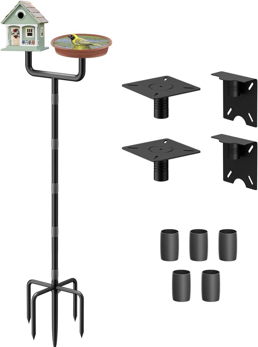 90inch Upgrade Bird House Pole with 3 Holders for Outdoor Bird Feeder ...