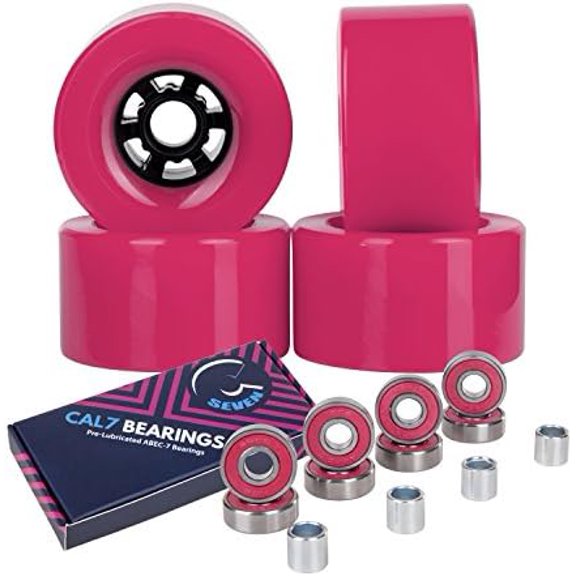 Cal 7 90mm 78A Longboard Flywheels + ABEC 7 Bearings and Spacers (Blue ...