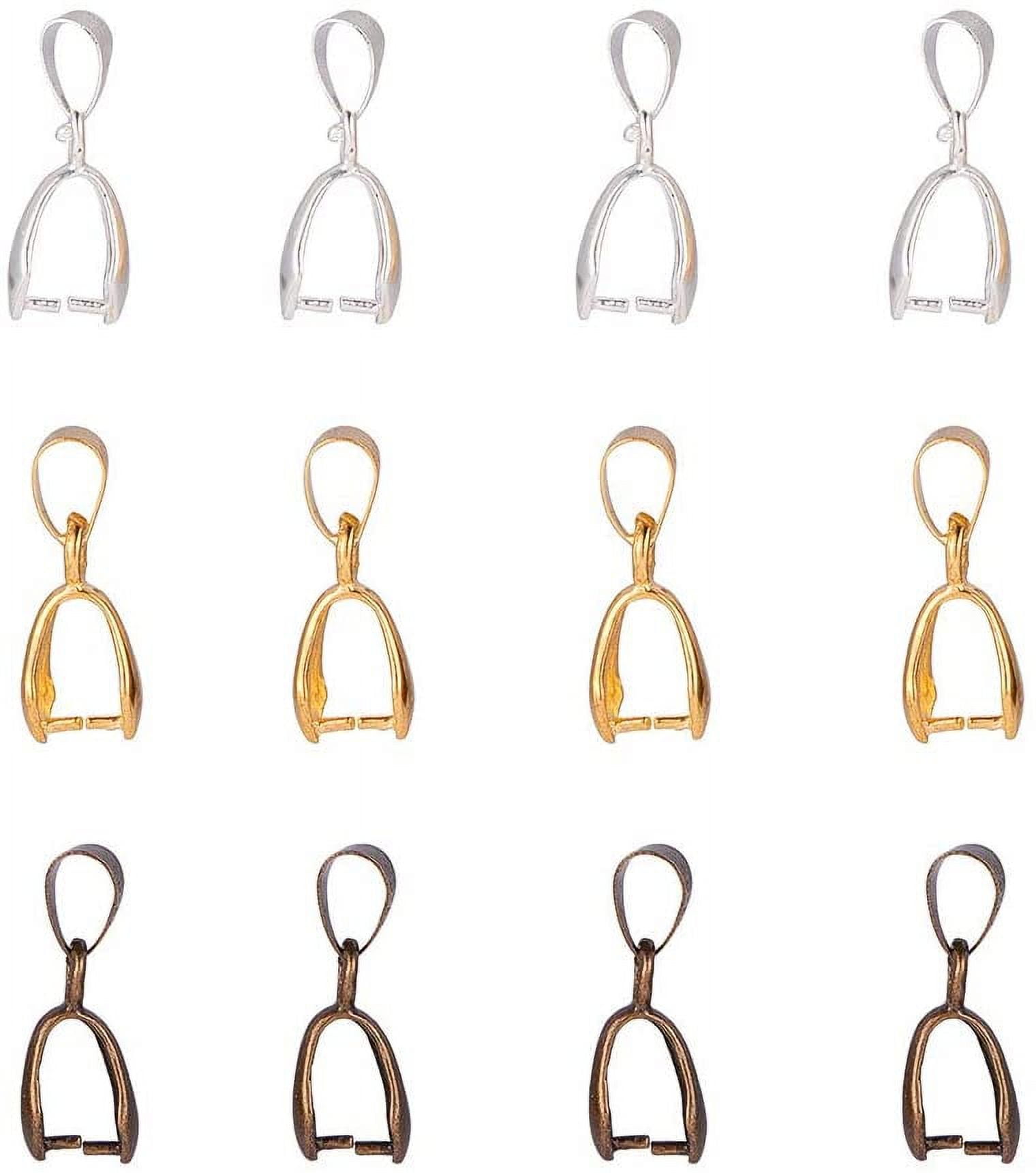 90pcs 3 Colors Brass Pinch Bails Pinch Clip Bail Clasp Dangle Charm ...