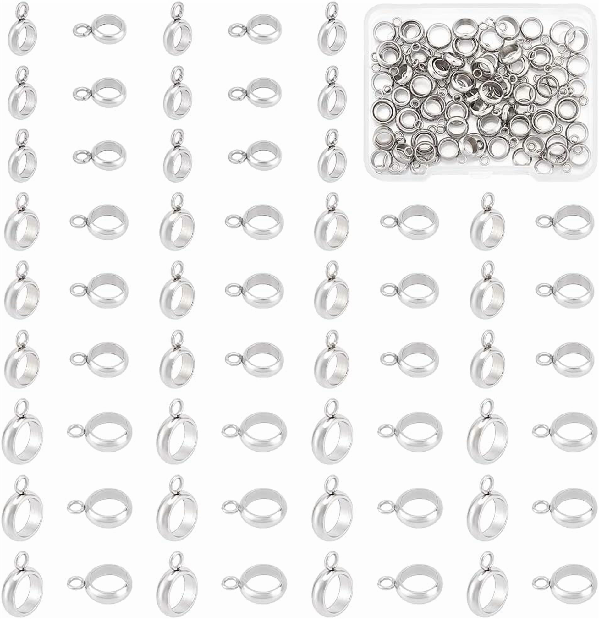 90pcs Bail Bead Stainless Steel Hanger Links 4/5/6mm Inner Pendant ...