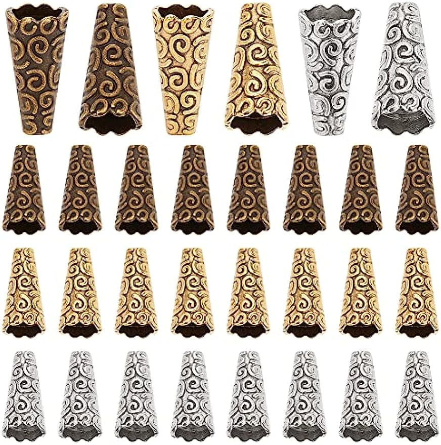 90pcs Bead Cone Caps Metal Beads End Caps Apetalous Spacer Beads Caps ...