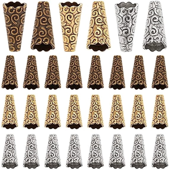 90pcs Bead Cone Caps Metal Beads End Caps Apetalous Spacer Beads Caps ...