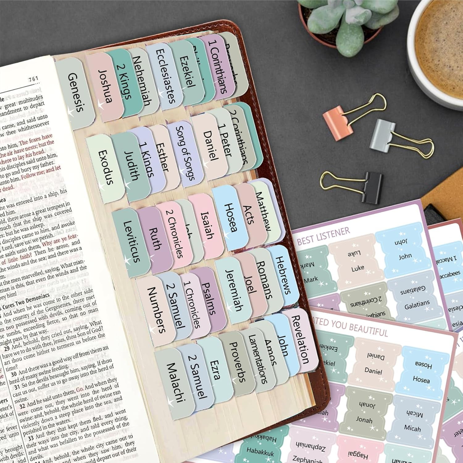 90pcs Bible Tabs,Starlight Theme, Laminated Bible Tabs for Women and ...