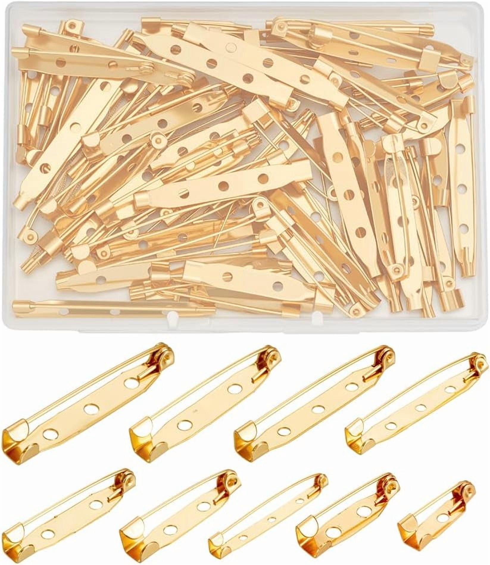 90pcs Brooch Pin Backs 9 Sizes Golden Bar Pins Badge Pinback Brooch ...