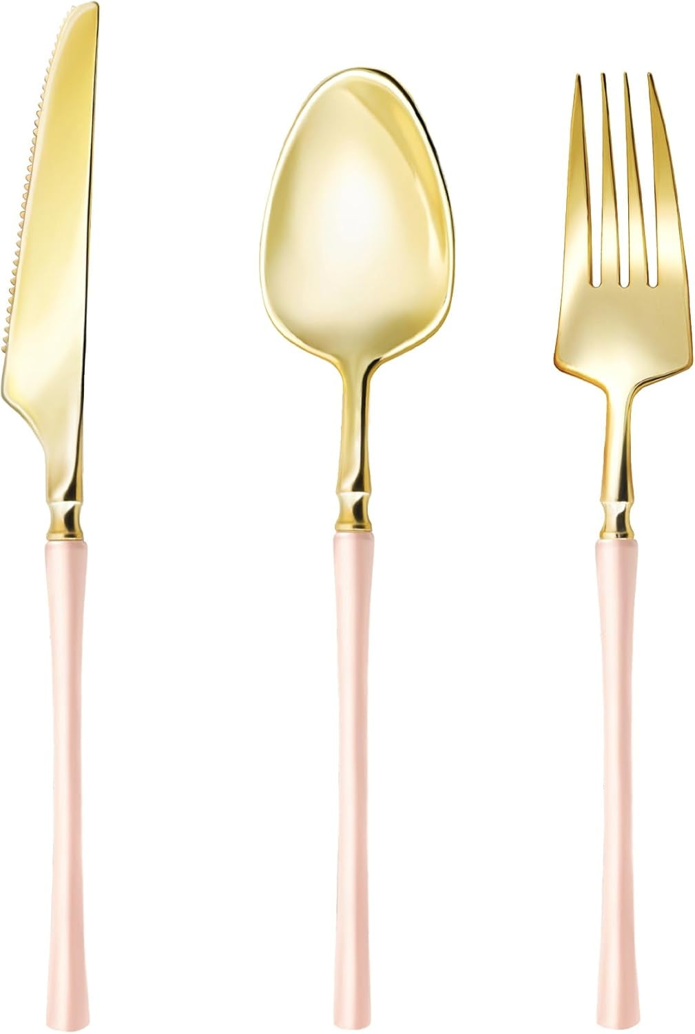 90pcs Gold Plastic Silverware, High End Disposable Cutlery with Pink ...