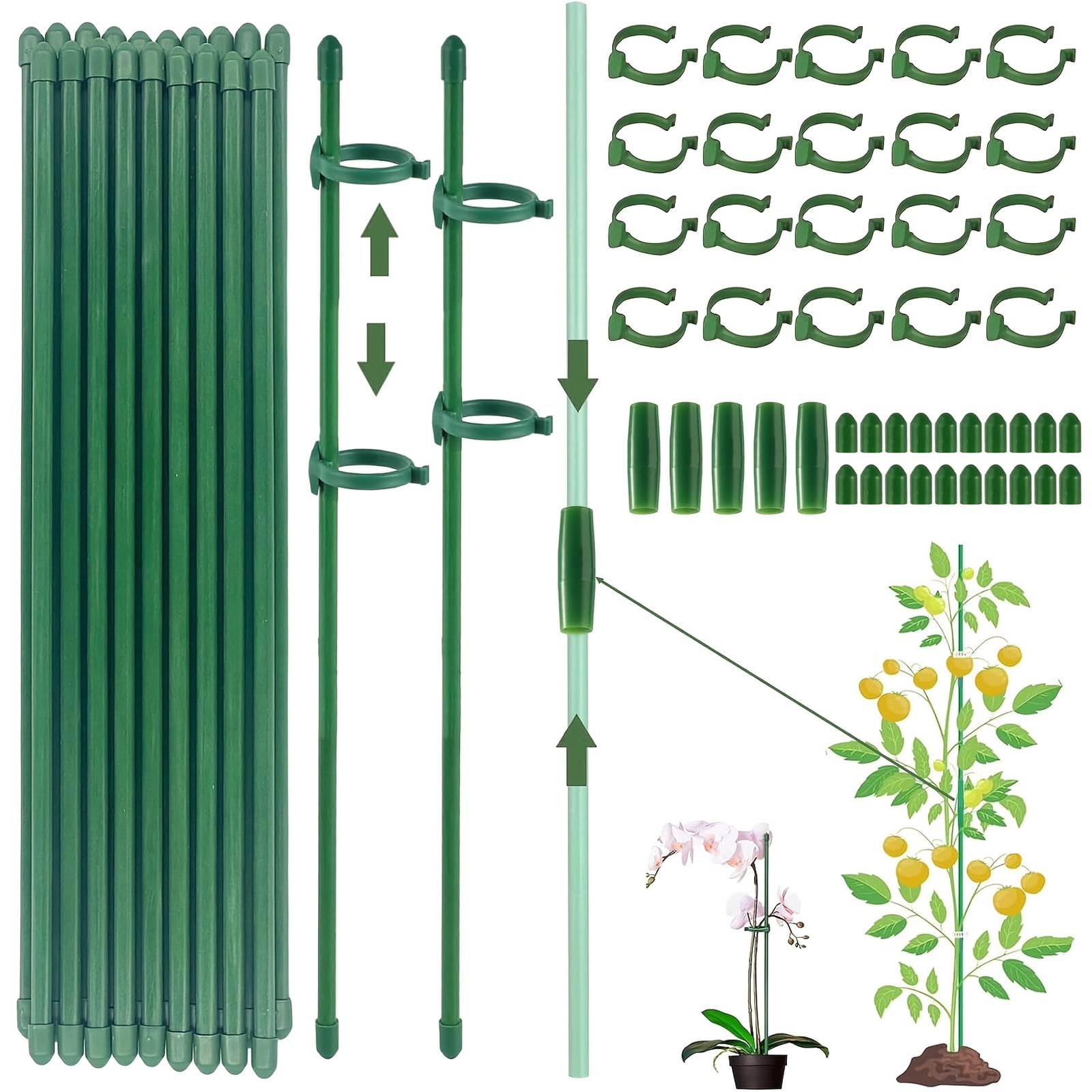 90pcs Plant Support Climbing Aid Tool - 20 Supports + 40 End Caps + 20 ...