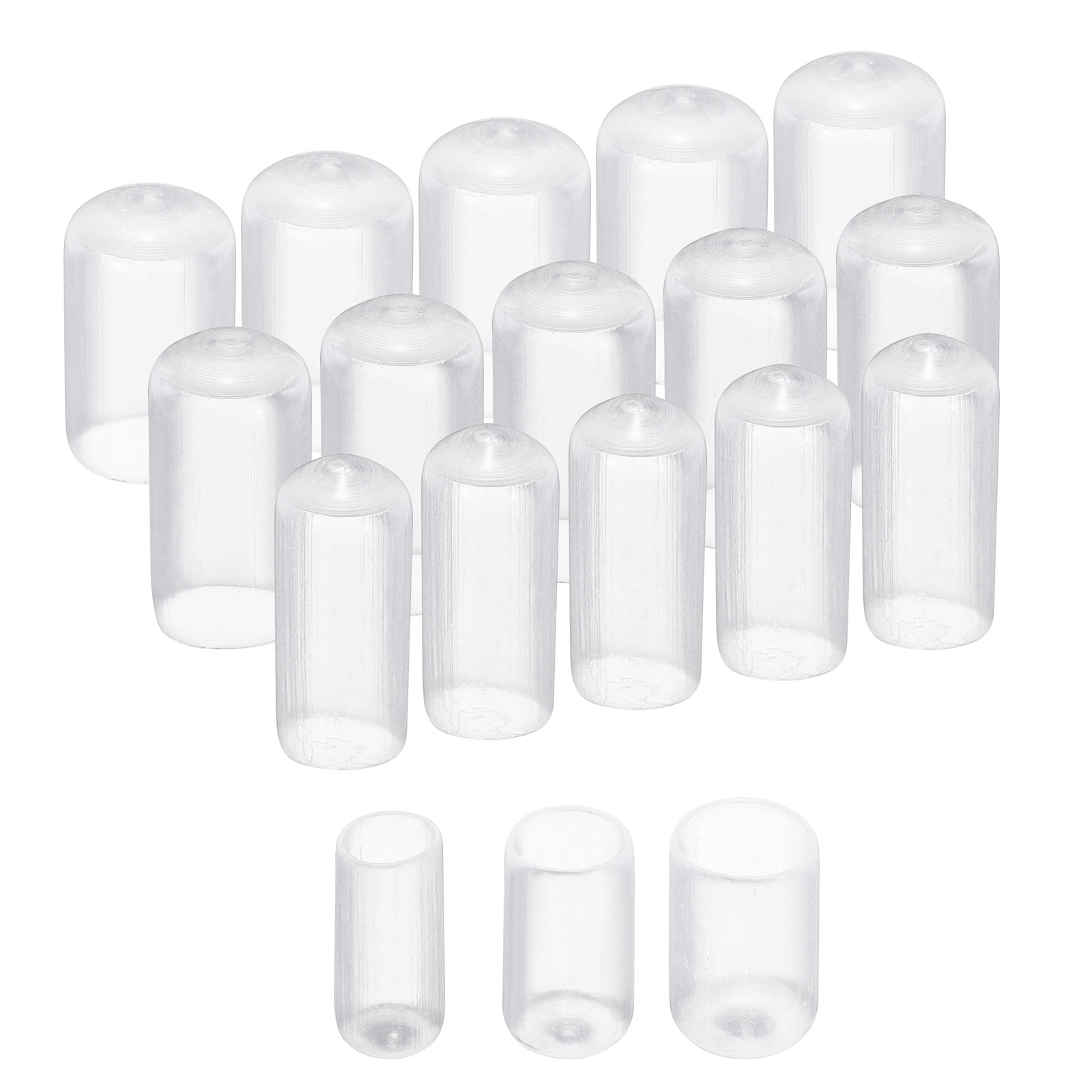 90pcs Round Rubber End Caps 9/32" 3/8" 1/2"(7mm 10mm 12mm) Clear Vinyl ...