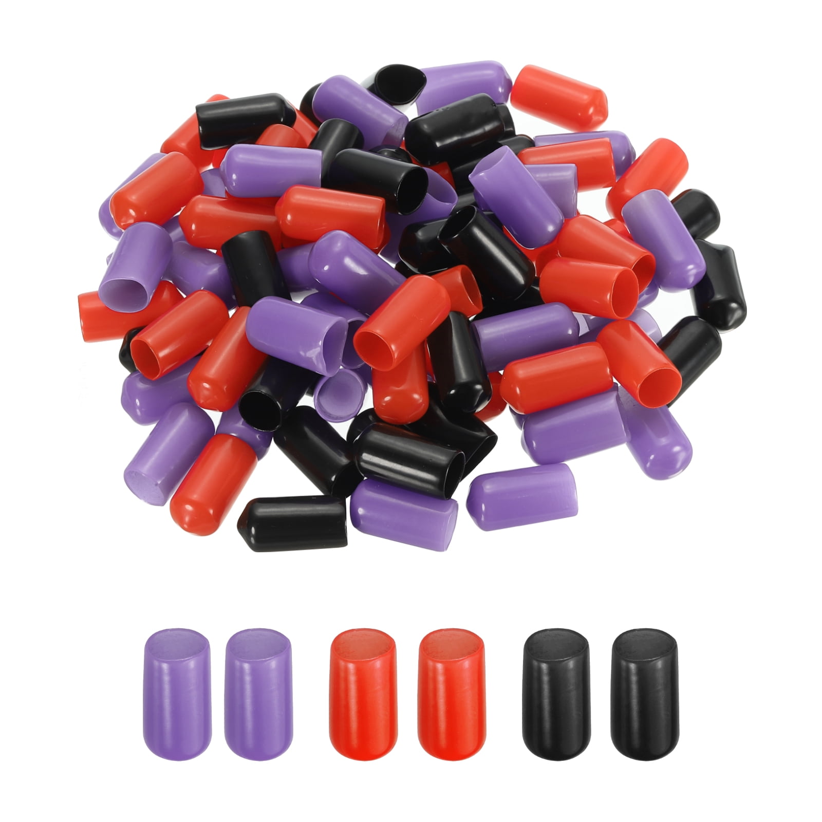 90pcs Rubber End Caps 12mm(1/2") ID Vinyl PVC Round Tube Bolt Cap Cover ...