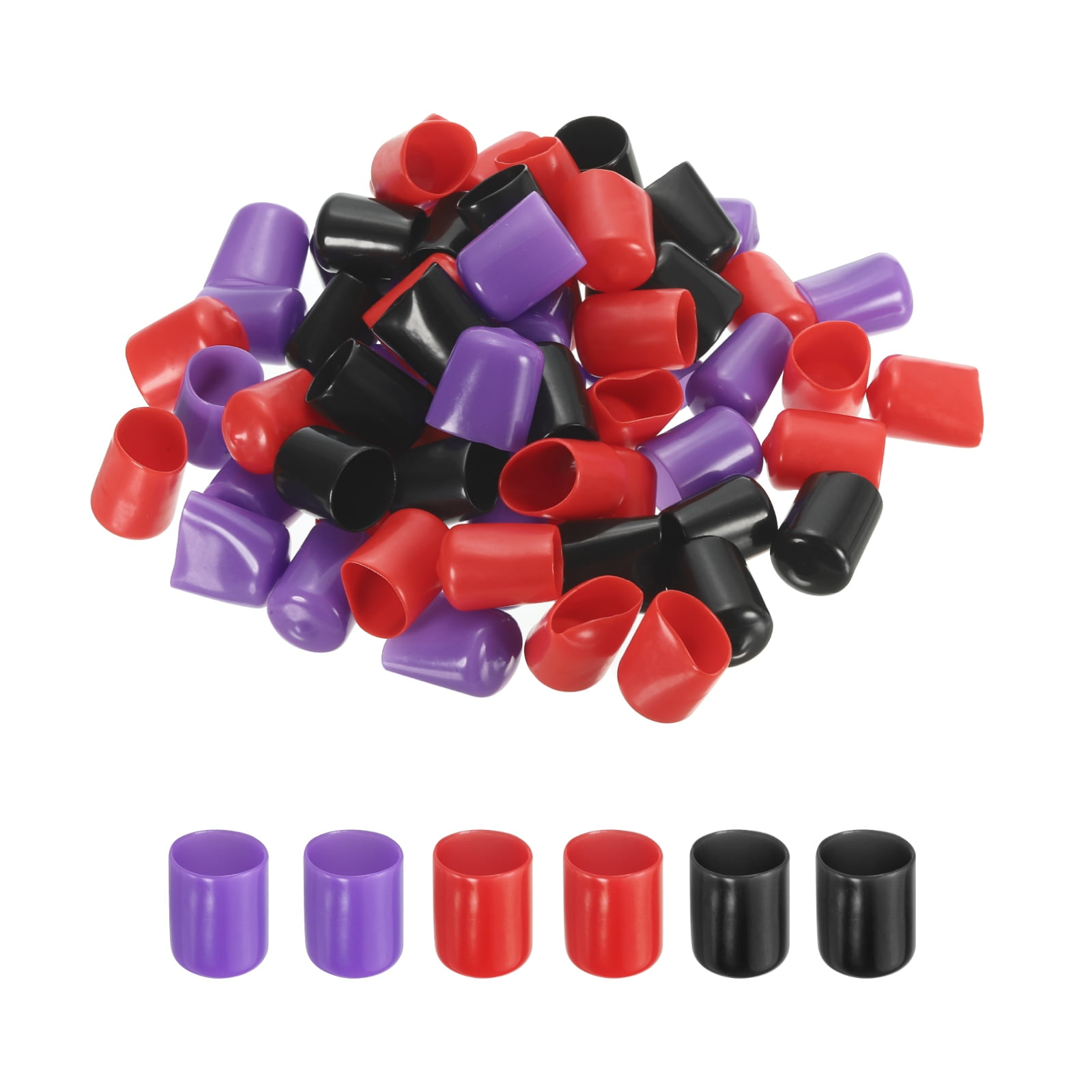 90pcs Rubber End Caps 19mm(3/4") ID Vinyl PVC Round Tube Bolt Cap Cover Screw Thread Protector ...