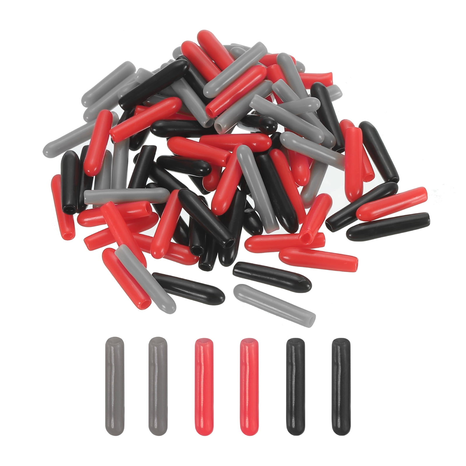 90pcs Rubber End Caps 2mm(1/16") ID Vinyl PVC Round Tube Bolt Cap Cover ...