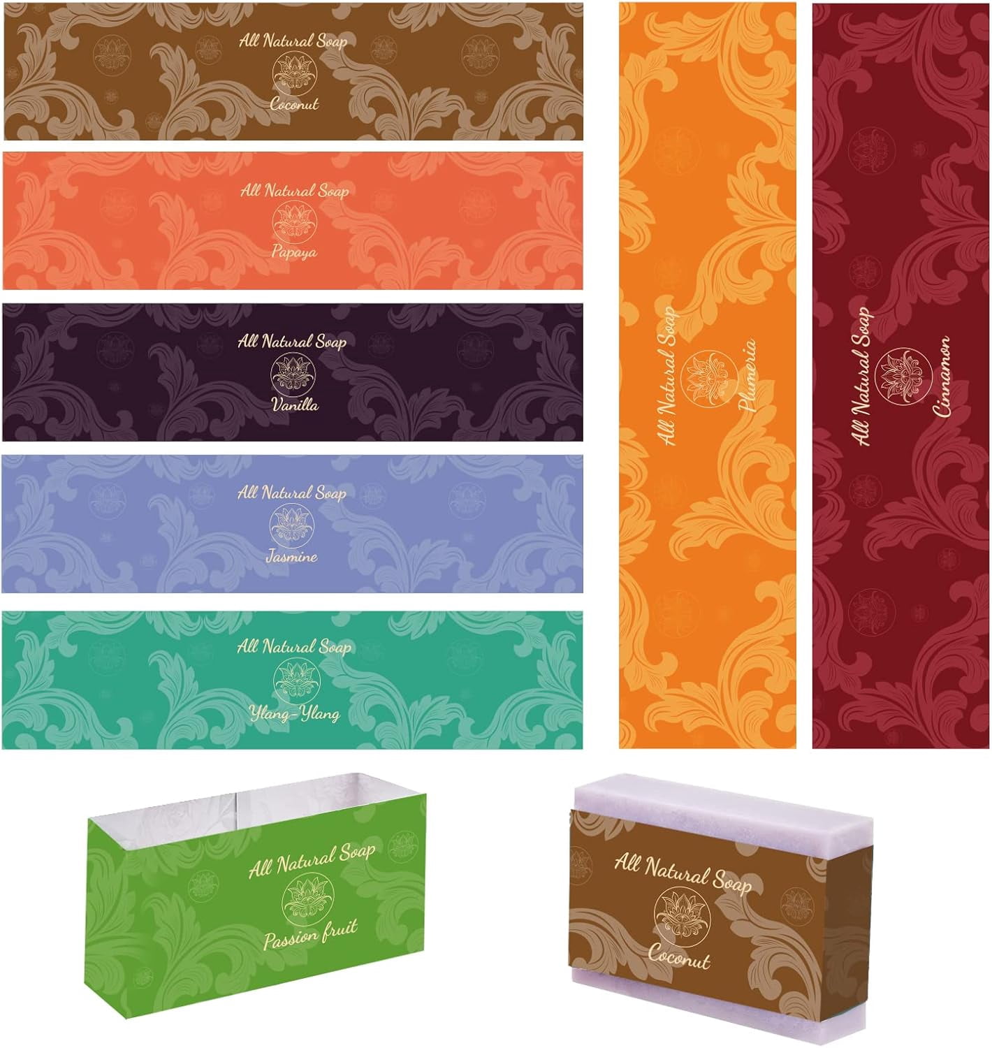 90pcs Soap Wrap Paper Tape 9 Styles Hawaii Soap Wrapper Flower Vertical ...