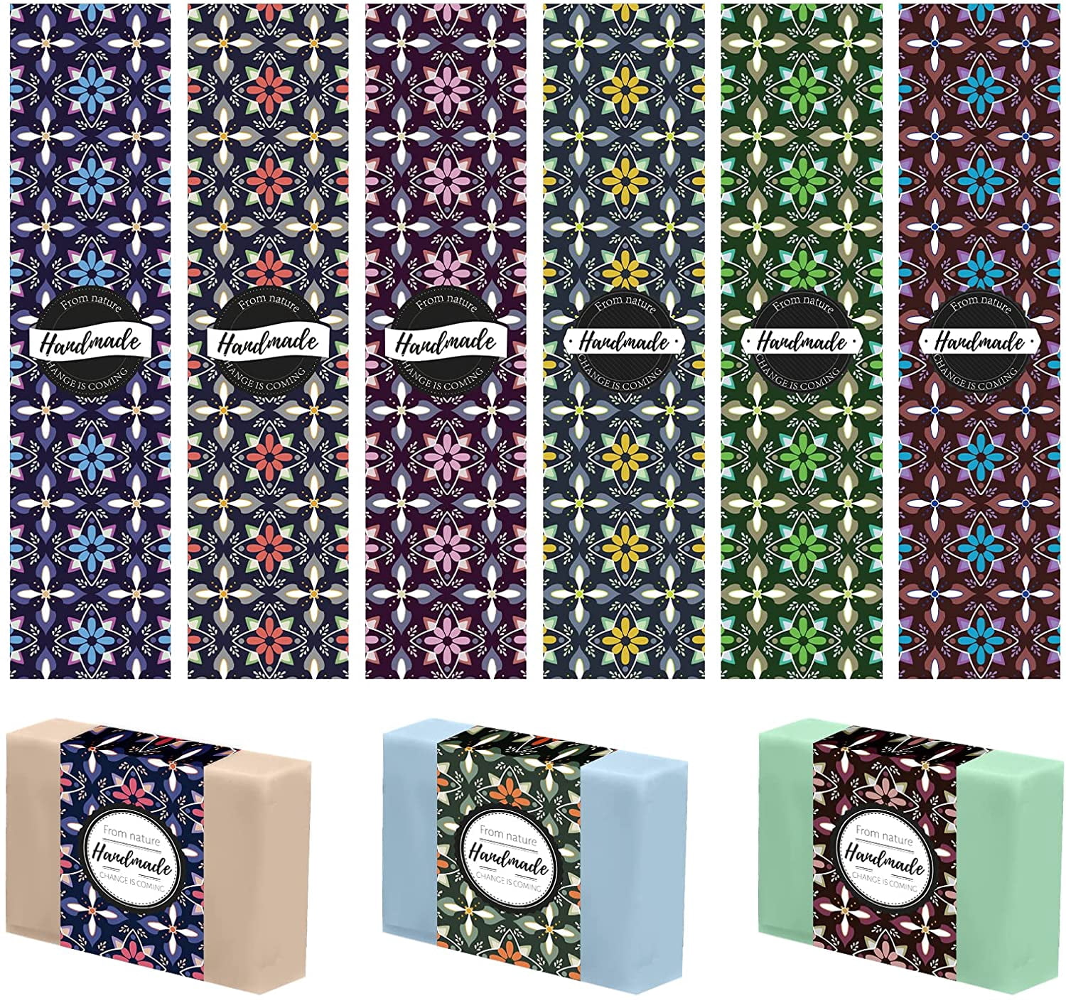 90pcs Soap Wrappers 9 Styles Black Flower Soap Packaging Paper Soap ...