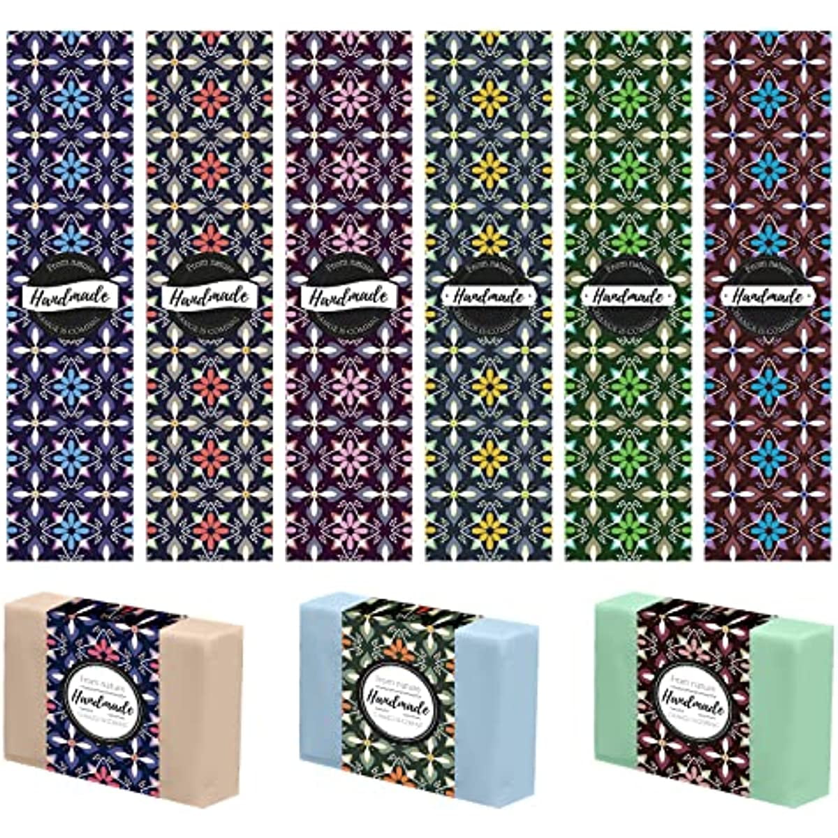 90pcs Soap Wrappers 9 Styles Black Flower Soap Packaging Paper Soap ...